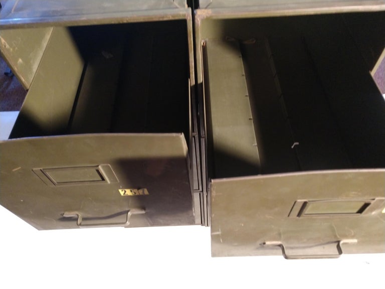 Industrial Shaw Walker Stacking File Cabinets Six in Original Green at ...