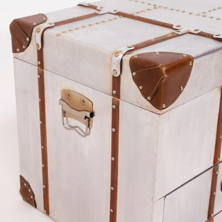 Industrial Silver Storage Trunk with Drawer at 1stDibs
