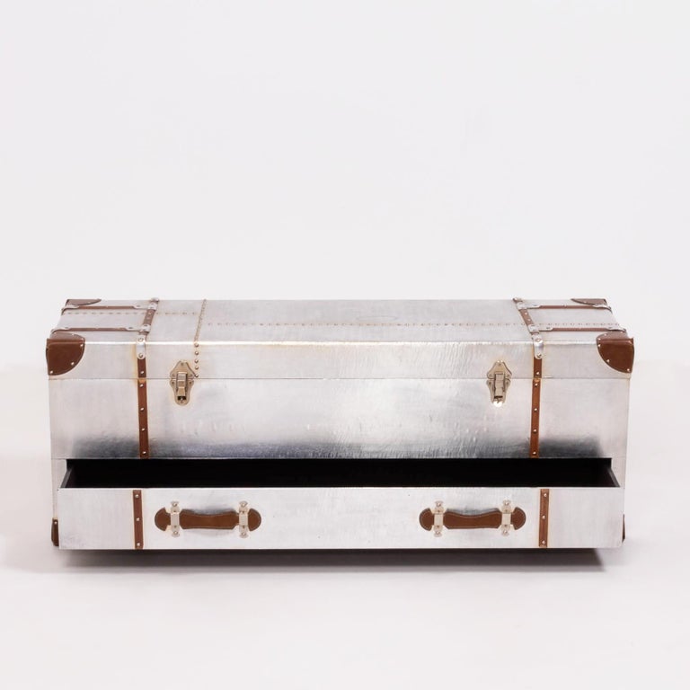Industrial Silver Storage Trunk with Drawer at 1stDibs