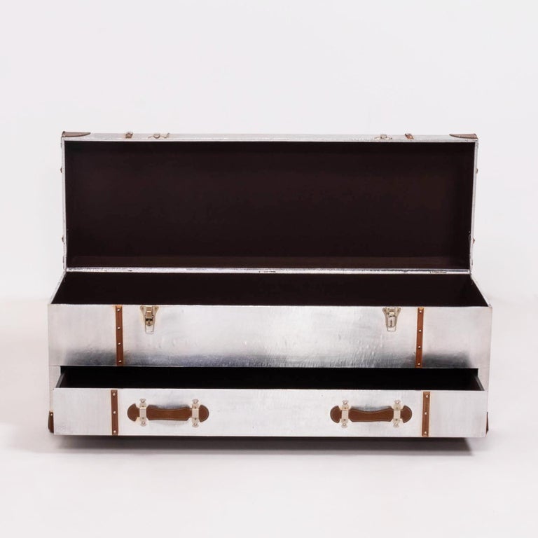 Industrial Silver Storage Trunk with Drawer at 1stDibs