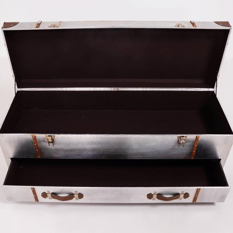 Industrial Silver Storage Trunk with Drawer at 1stDibs
