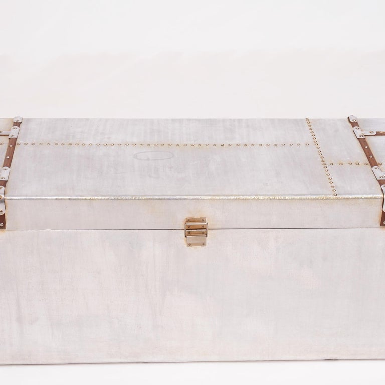 Industrial Silver Storage Trunk with Drawer at 1stDibs