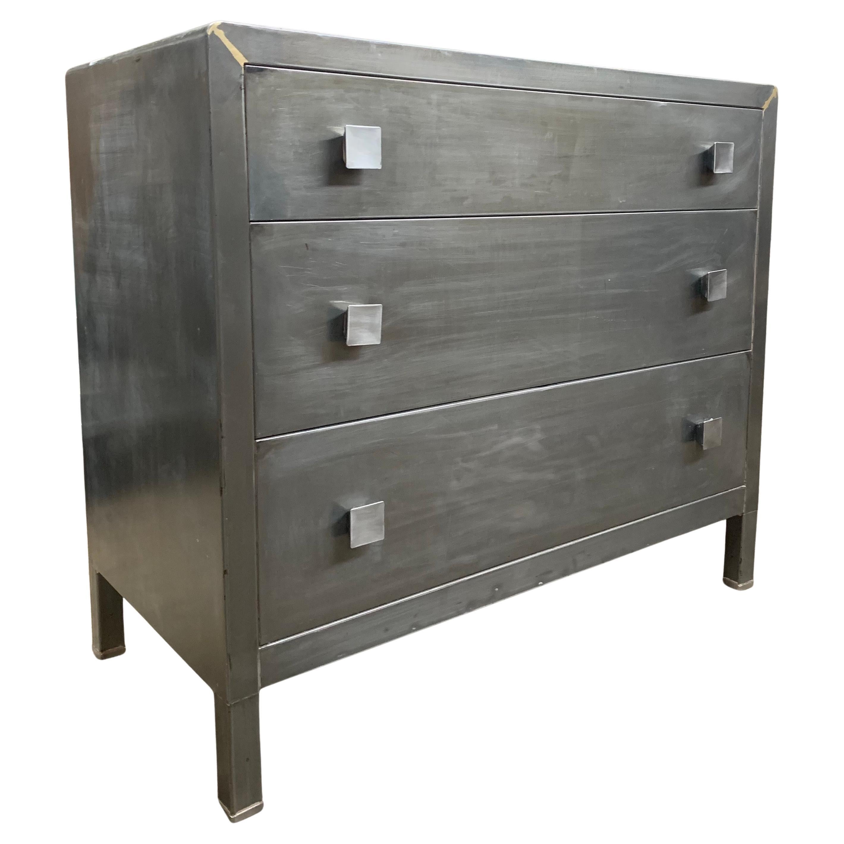 Pair of Industrial Stripped Steel Dressers at 1stDibs