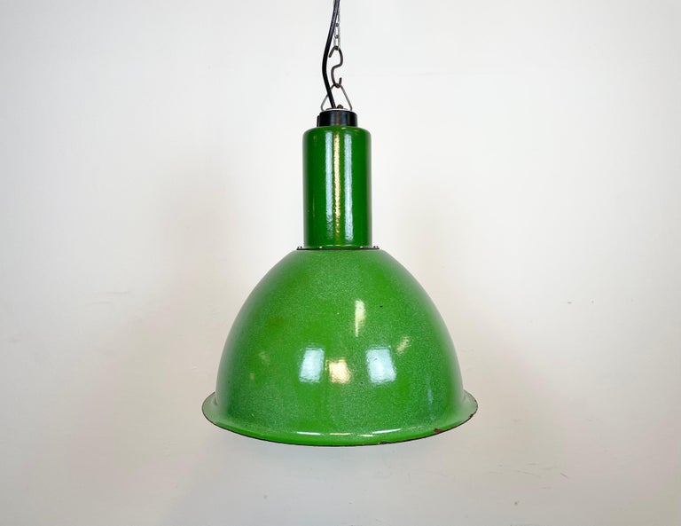 Industrial Soviet Green Enamel Pendant Lamp, 1960s For Sale at 1stDibs