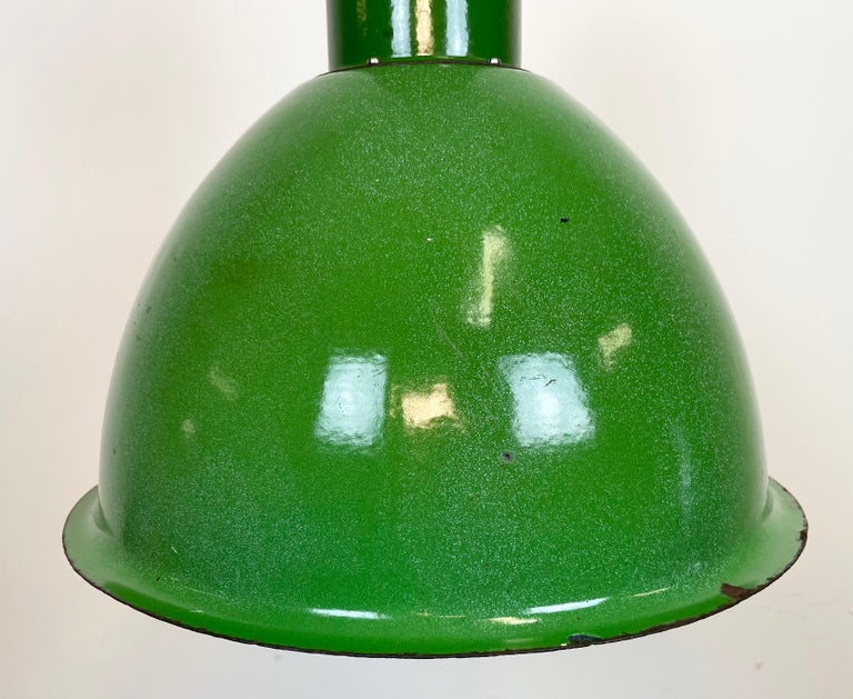 Industrial Soviet Green Enamel Pendant Lamp, 1960s For Sale at 1stDibs