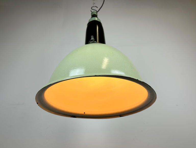 Industrial Soviet Light Green Enamel Pendant Lamp, 1960s For Sale at ...