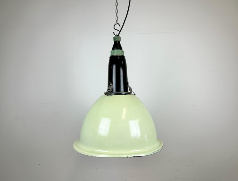 Industrial Soviet Light Green Enamel Pendant Lamp, 1960s For Sale at ...