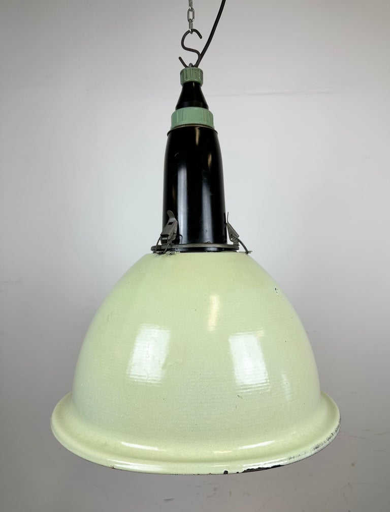 Industrial Soviet Light Green Enamel Pendant Lamp, 1960s For Sale at ...