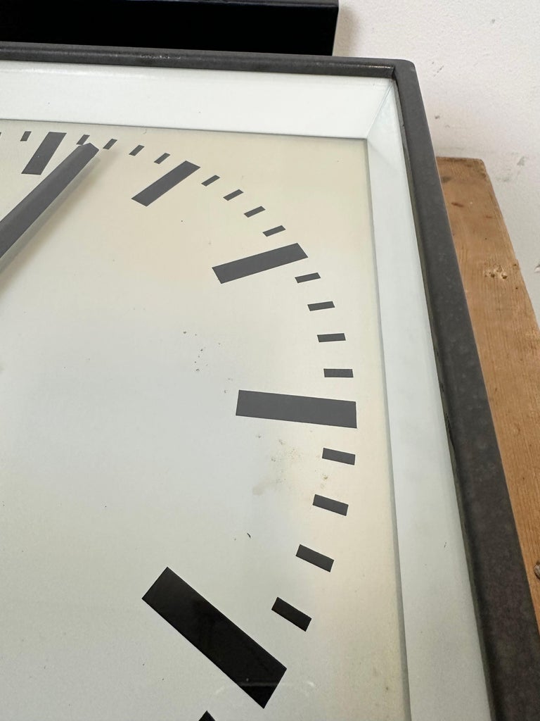 Industrial Square Double-Sided Factory Ceiling Clock from Pragotron ...