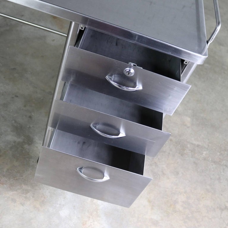 Industrial Stainless-Steel Writing Desk Vintage Medical For Sale at 1stDibs
