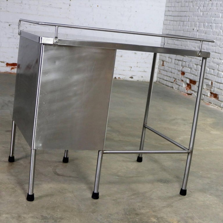 Industrial Stainless-Steel Writing Desk Vintage Medical For Sale at 1stDibs