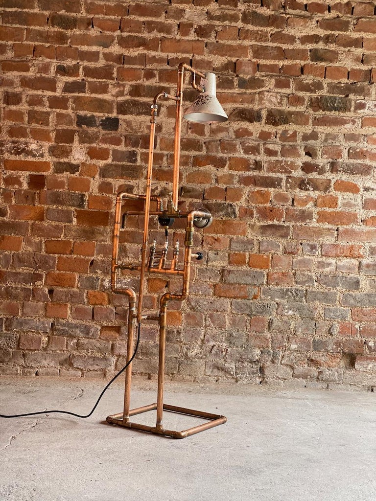 Industrial Steampunk Light Stand Side Lamp Vintage Copper Piping and ...