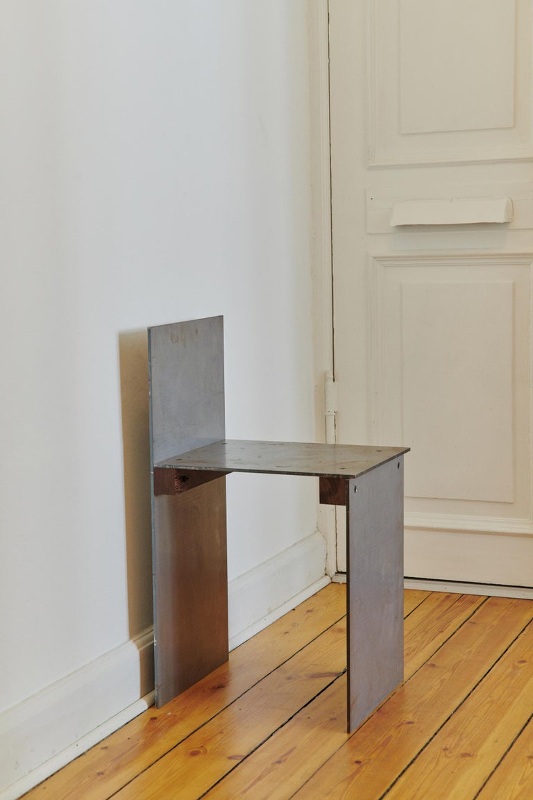 Industrial Steel and Wengé Wood Chair by Frederik Fialin For Sale at ...