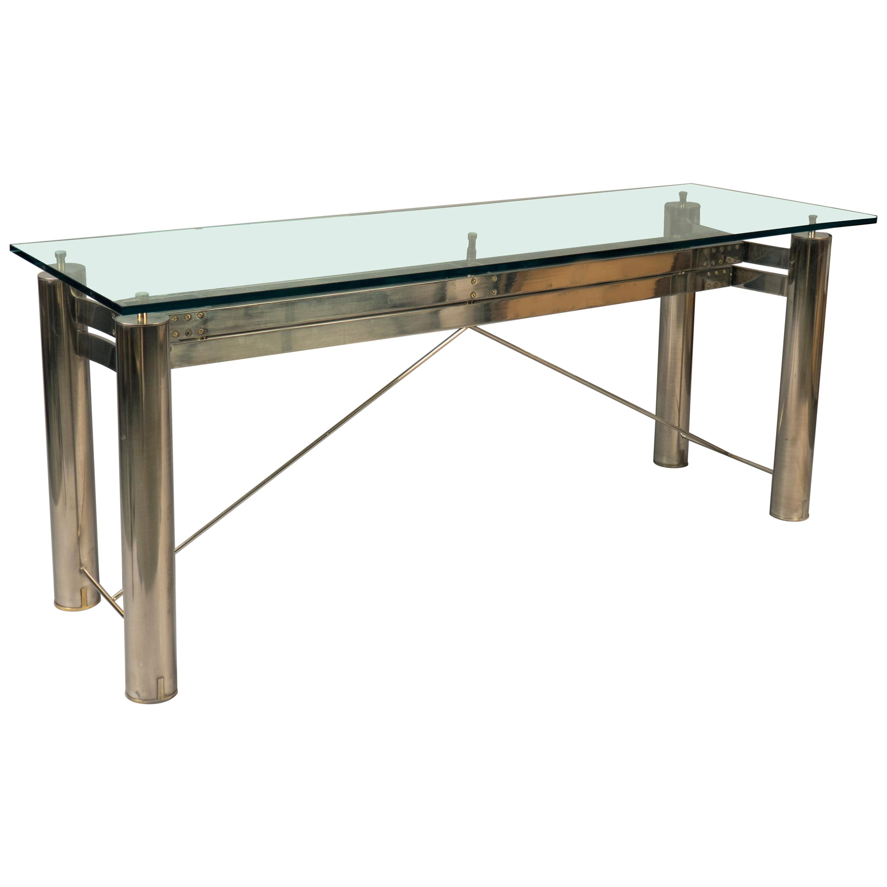 Industrial Steel Empire Style Console Table For Sale at 1stDibs