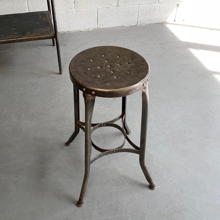 Industrial Steel Shop Stool by Toledo Metal Furniture Co at 1stDibs