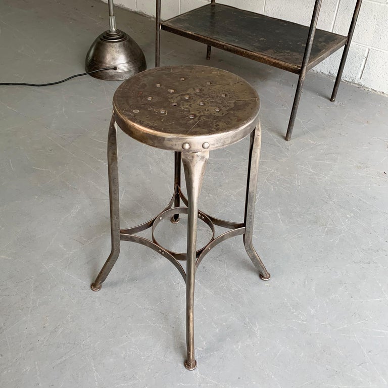 Industrial Steel Shop Stool by Toledo Metal Furniture Co at 1stDibs