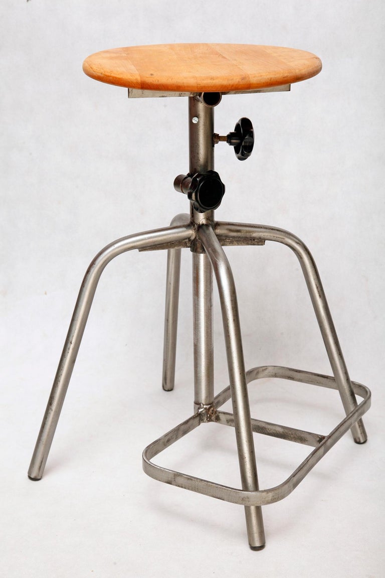 Industrial Steel Work Stool, Poland, 1970s For Sale at 1stDibs