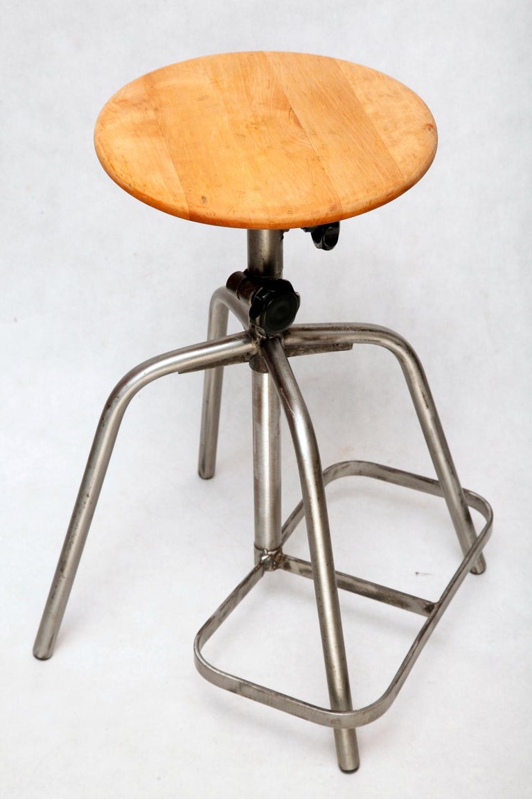 Industrial Steel Work Stool, Poland, 1970s For Sale at 1stDibs