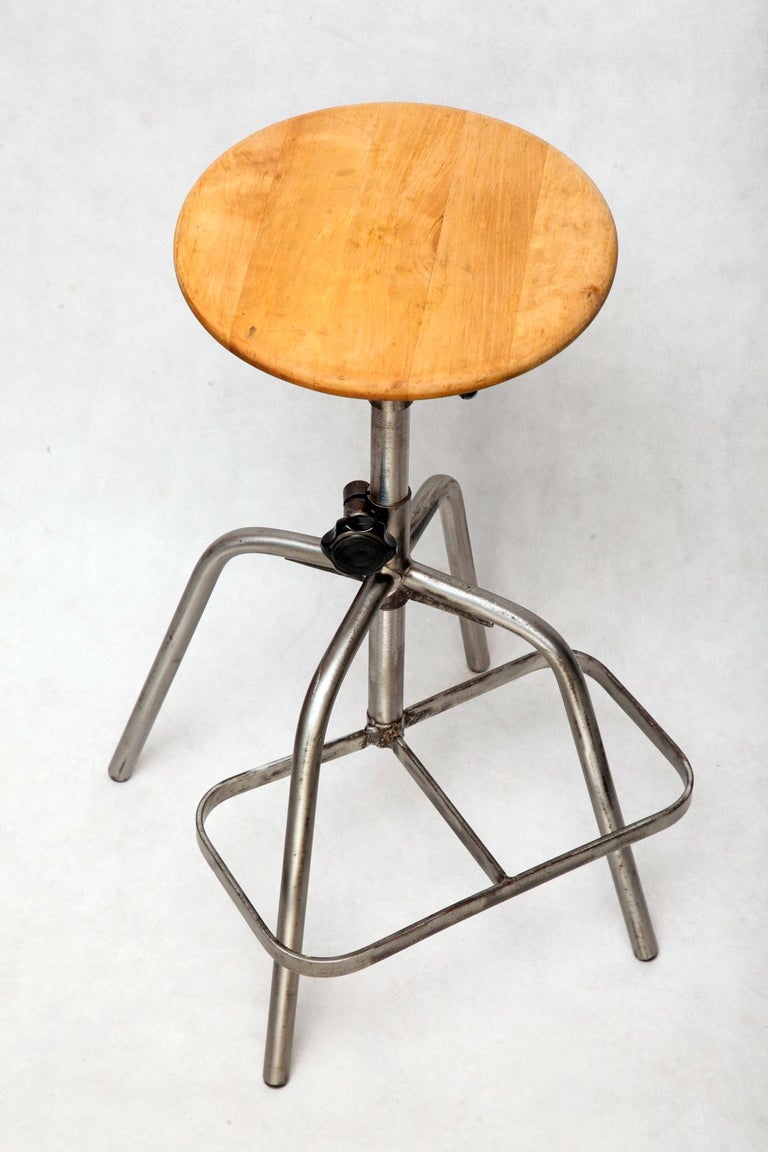 Industrial Steel Work Stool, Poland, 1970s For Sale at 1stDibs