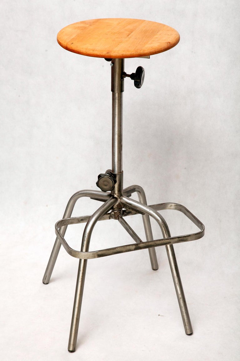 Industrial Steel Work Stool, Poland, 1970s For Sale at 1stDibs