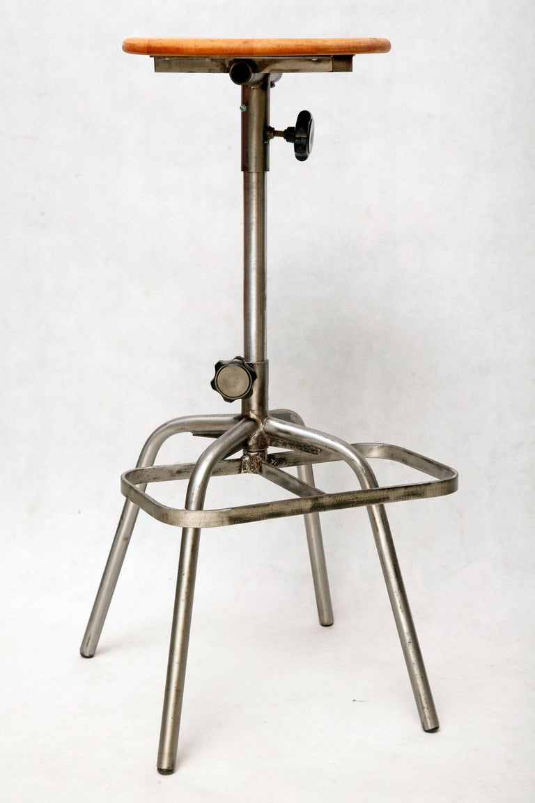Industrial Steel Work Stool, Poland, 1970s For Sale at 1stDibs
