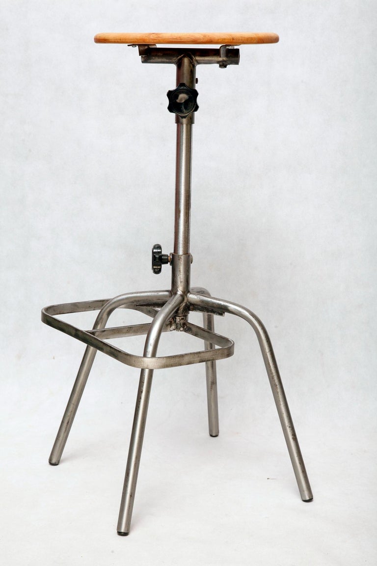 Industrial Steel Work Stool, Poland, 1970s For Sale at 1stDibs