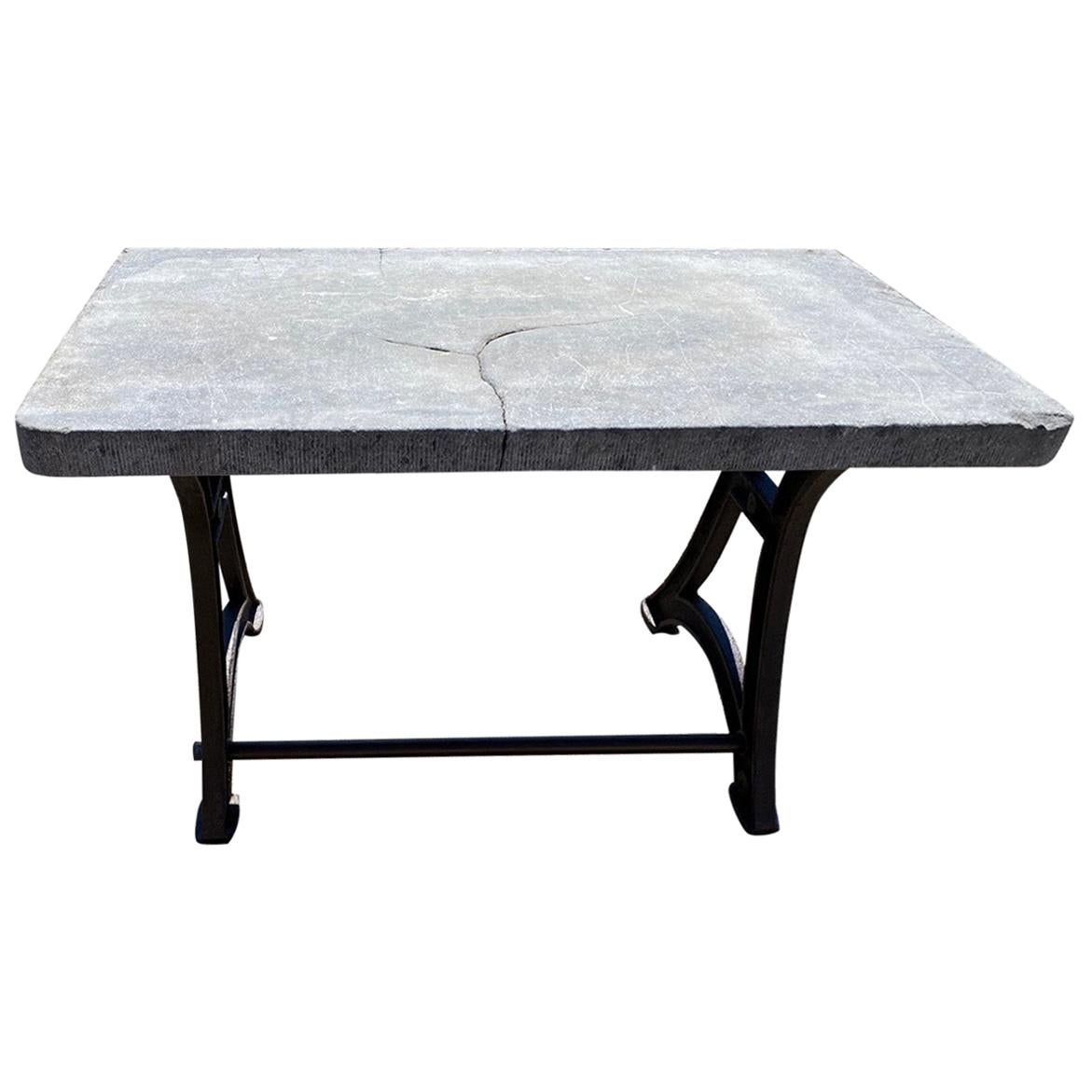 Industrial Stone Top Kitchen Island Worktable at 1stDibs