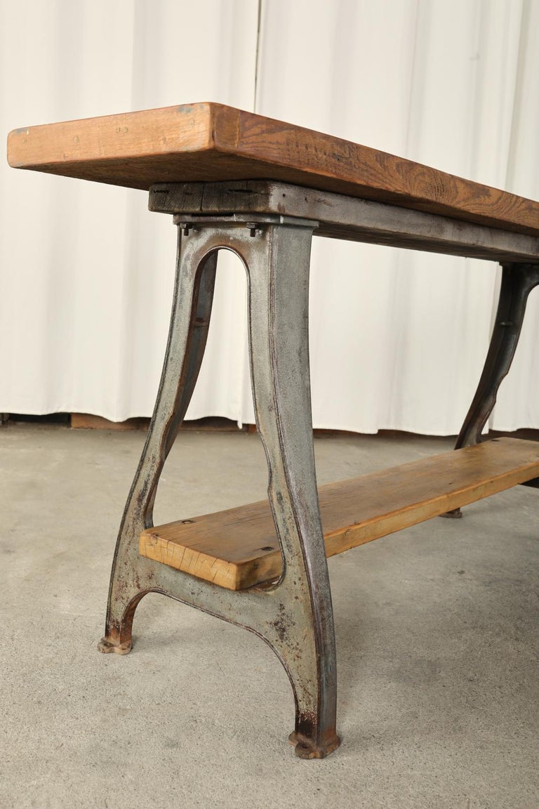Industrial Style Cast Iron Leg Trestle Console Table at 1stDibs | iron ...