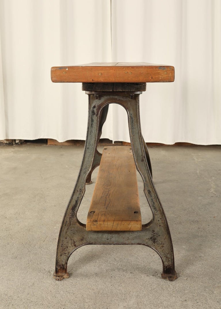 Industrial Style Cast Iron Leg Trestle Console Table at 1stDibs | iron ...