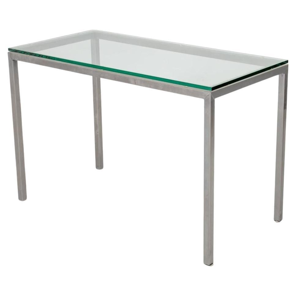 Industrial Style Chrome And Glass Side Table For Sale at 1stDibs