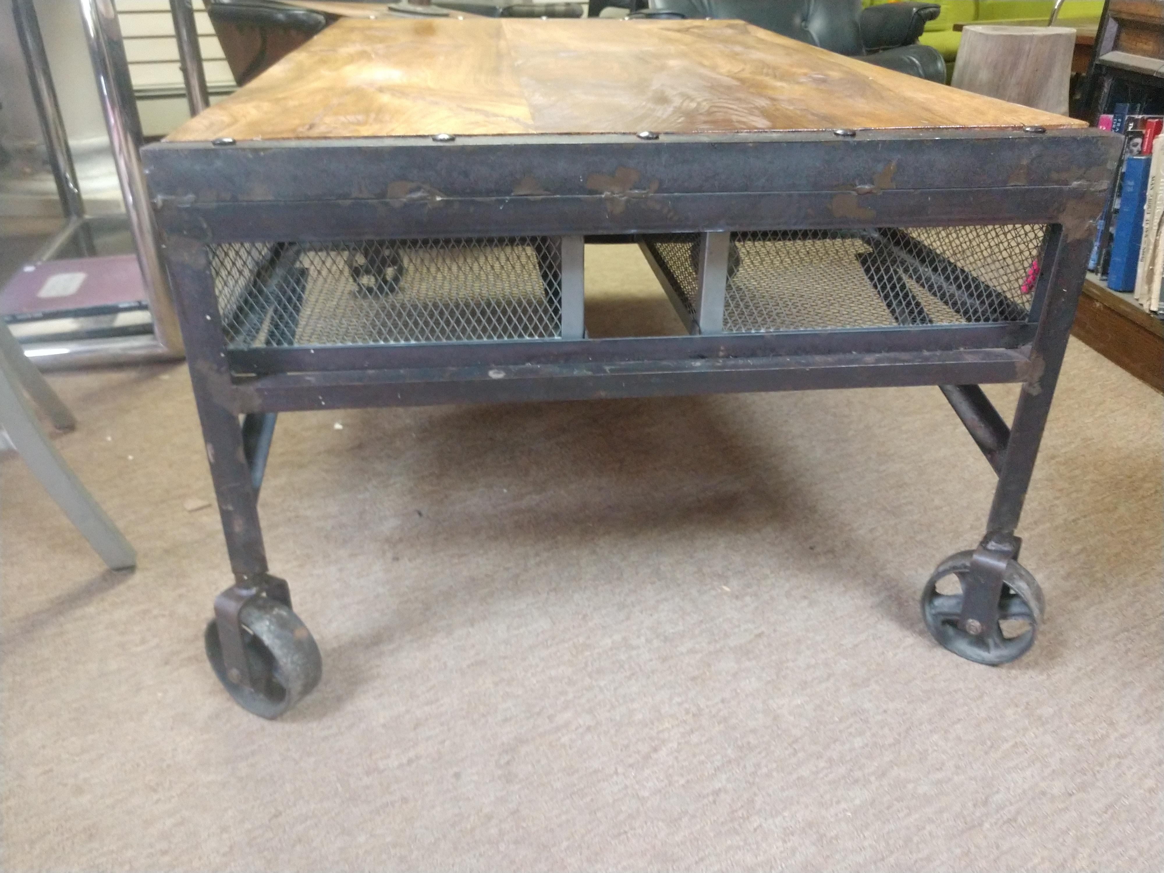 Industrial Style Loading Dock Cart Cocktail Table Six Wire Basket ...