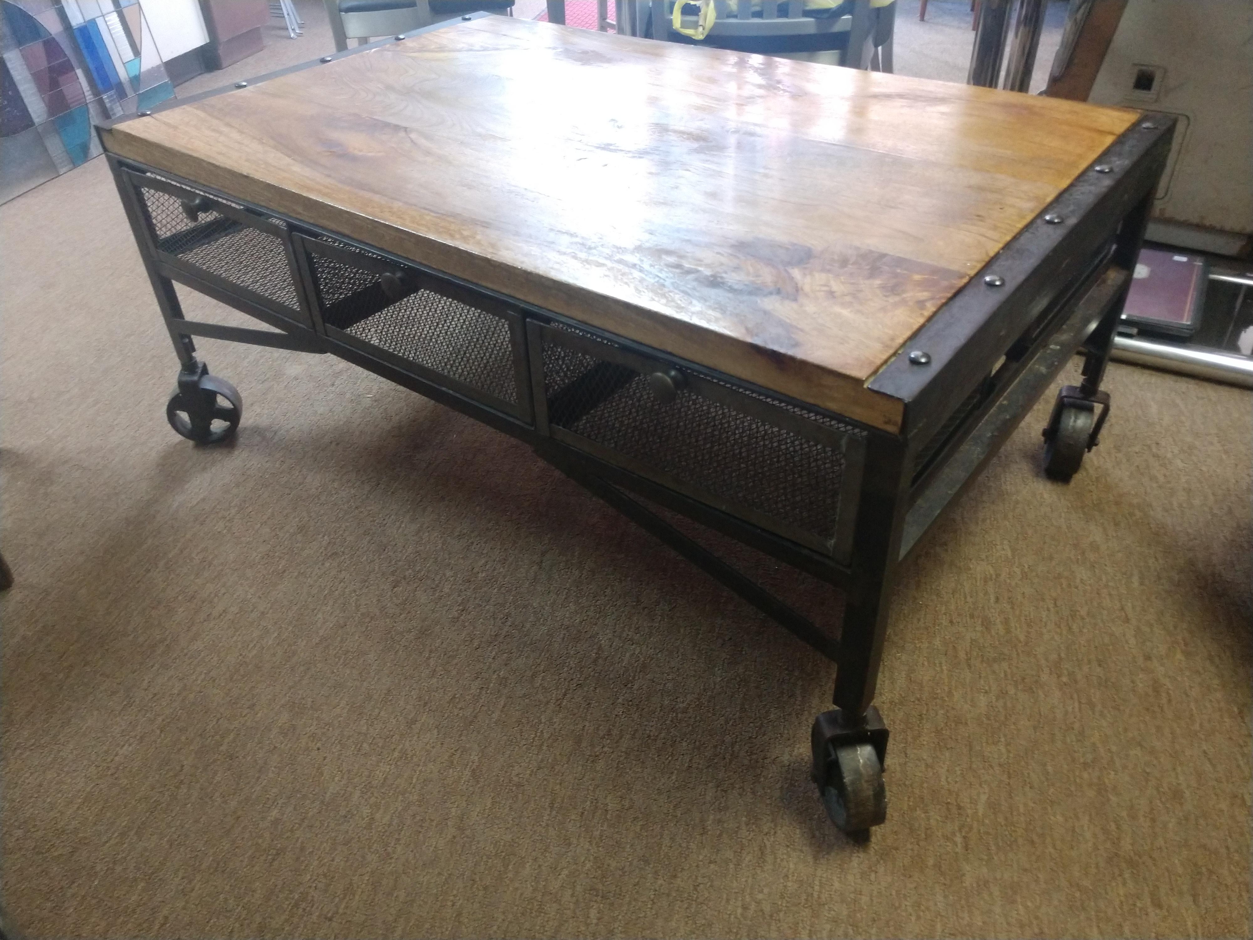 Industrial Style Loading Dock Cart Cocktail Table Six Wire Basket ...