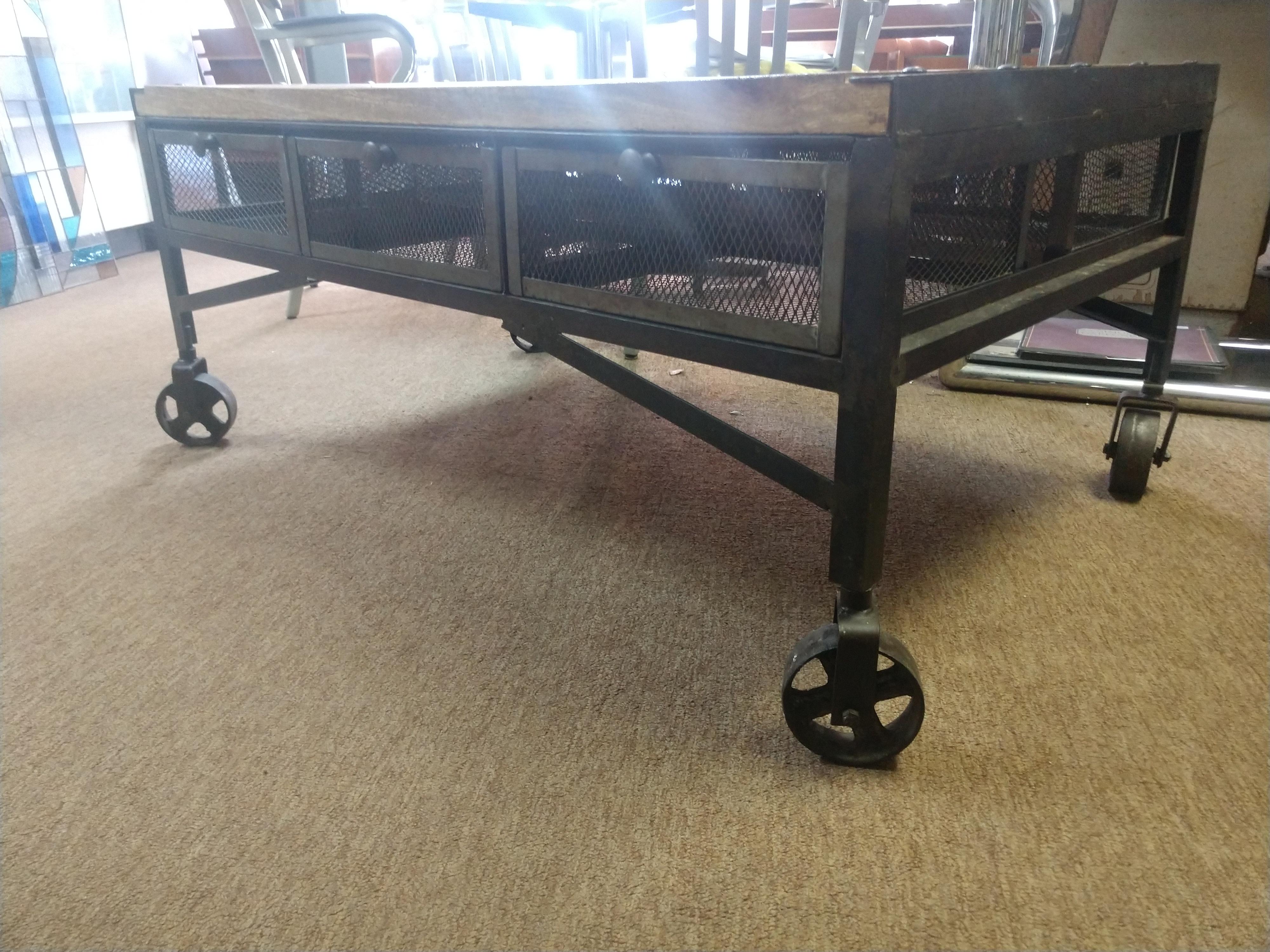 Industrial Style Loading Dock Cart Cocktail Table Six Wire Basket ...