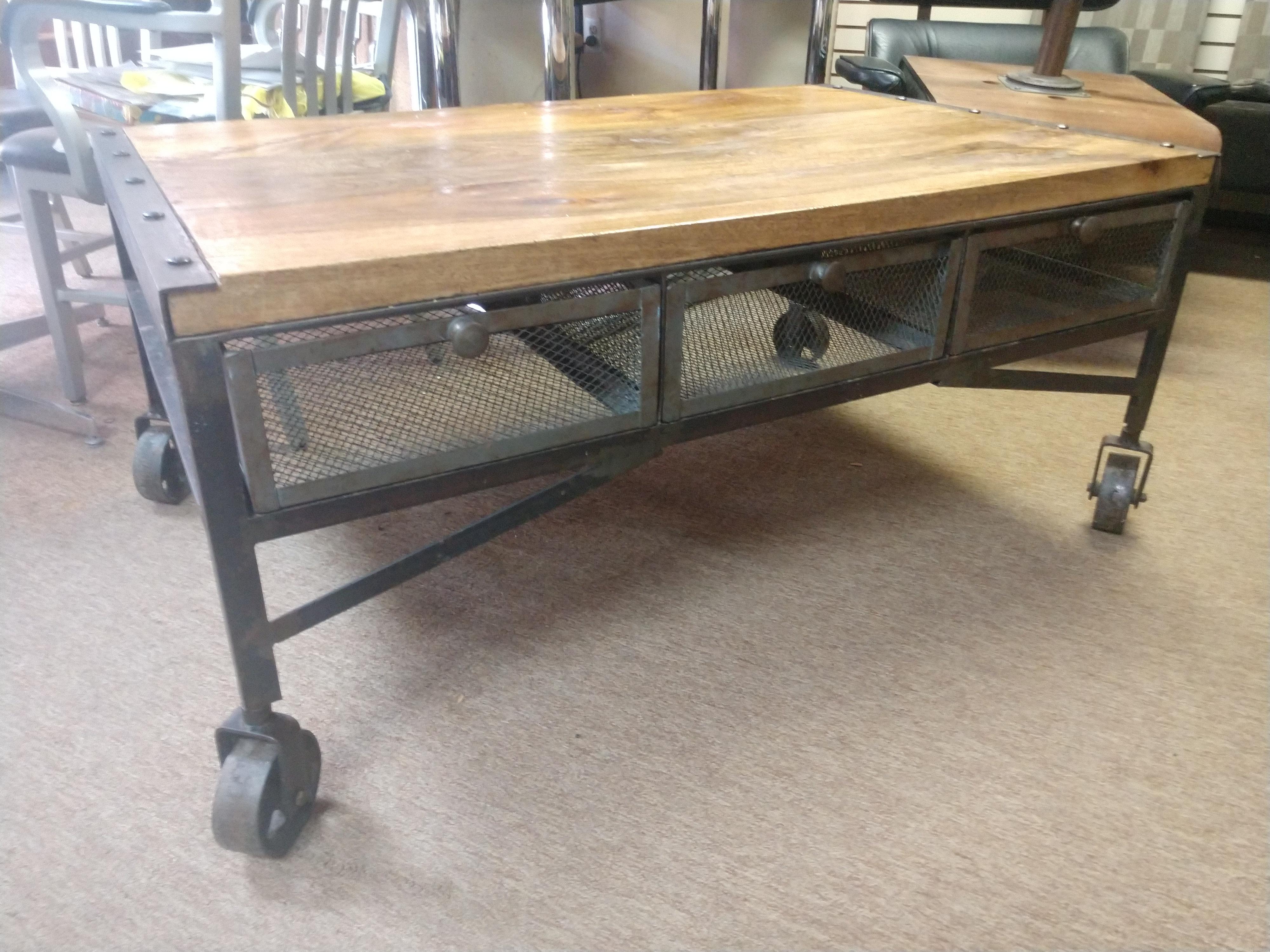 Industrial Style Loading Dock Cart Cocktail Table Six Wire Basket ...