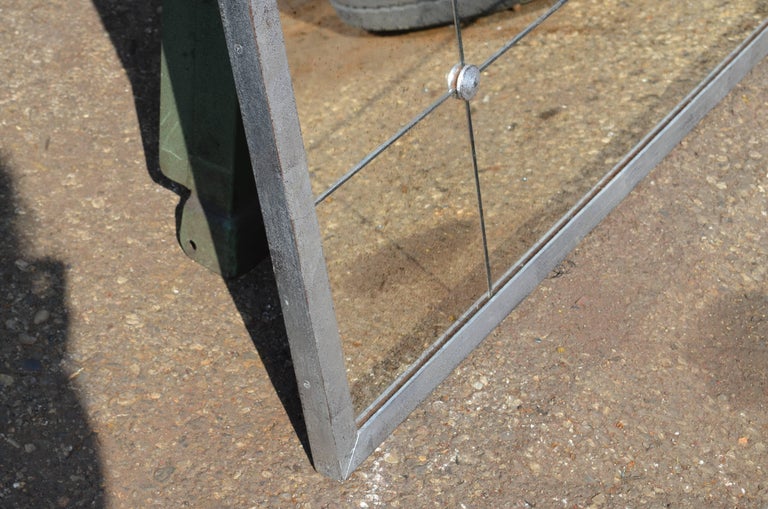 Industrial Style Silver Iron Frame Paneled Aged Glass Rounded Edges ...