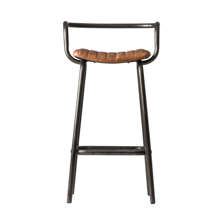 Industrial Style Tubular Metal and Leather Counter Bar Stool For Sale ...