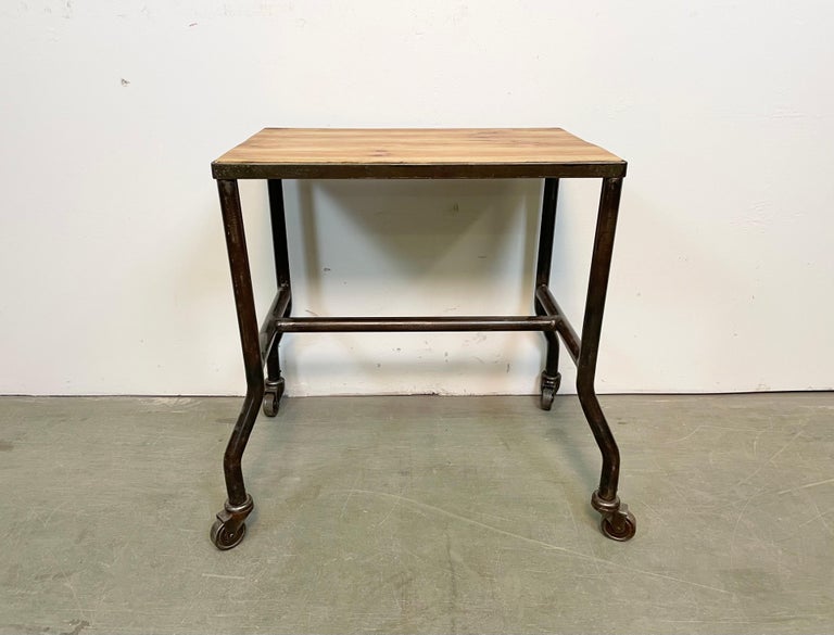 Industrial Table on Wheels, 1960s For Sale at 1stDibs