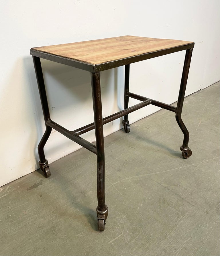 Industrial Table on Wheels, 1960s For Sale at 1stDibs