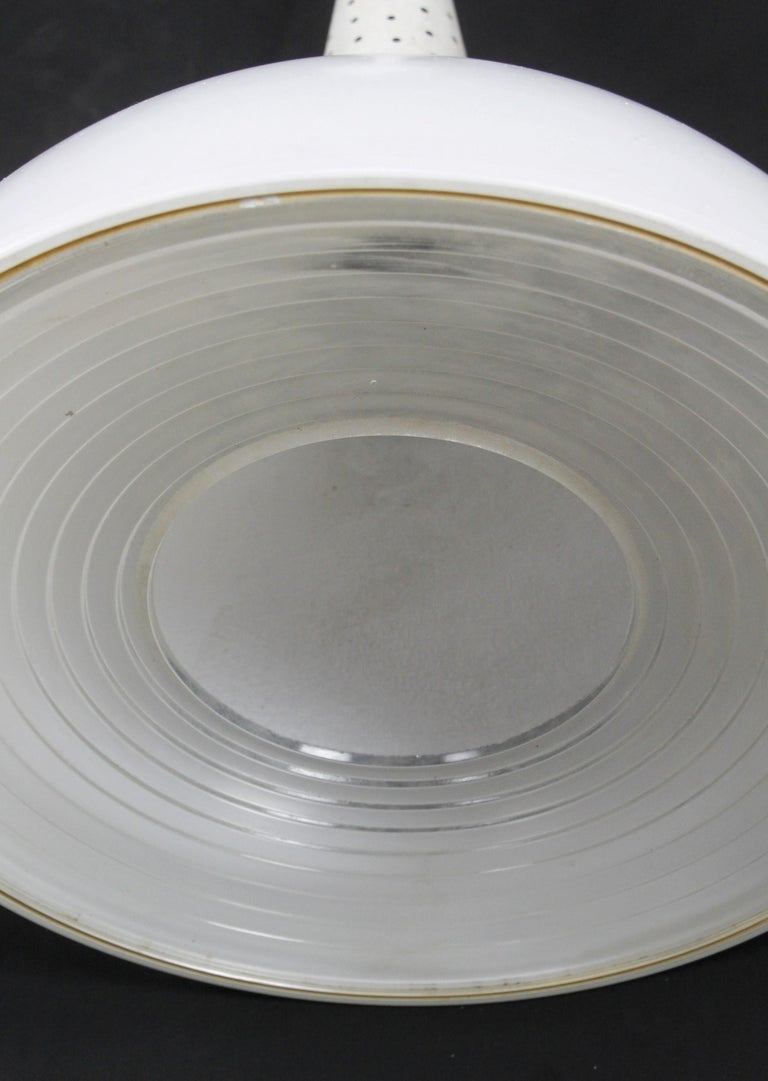 Industrial White Milk Glass and Steel Pendant Light with Glass Bottom ...