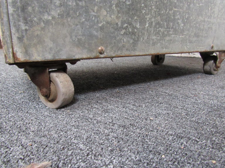 Industrial Wilder Rolling Metal Box For Sale at 1stDibs