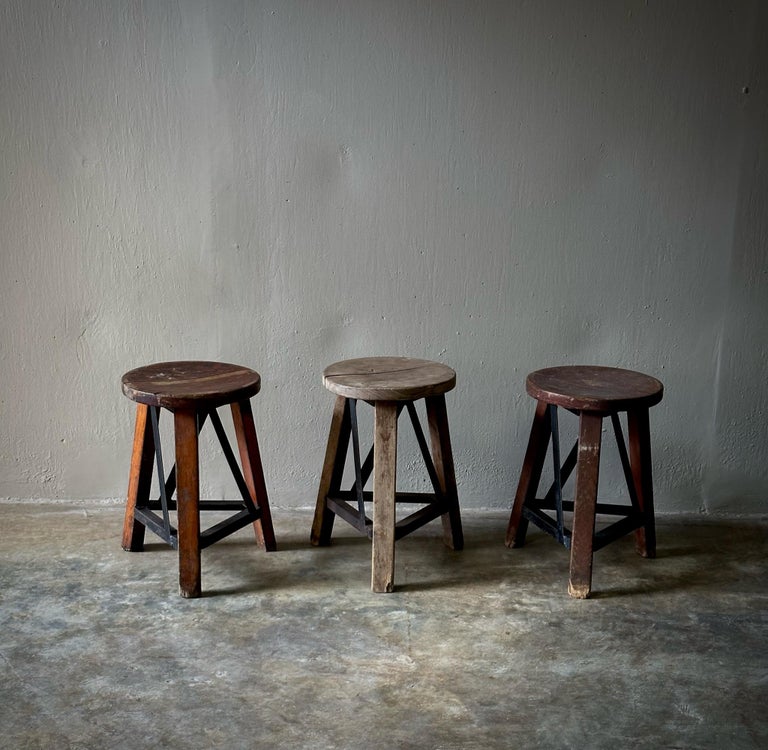 Industrial Wooden Stools For Sale at 1stDibs