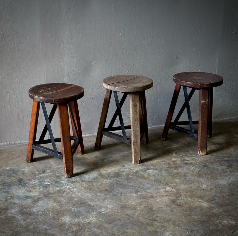 Industrial Wooden Stools For Sale at 1stDibs