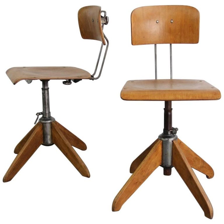 Industrial Work Stools by Robert Wagner for Rowac, circa 1940s at 1stDibs