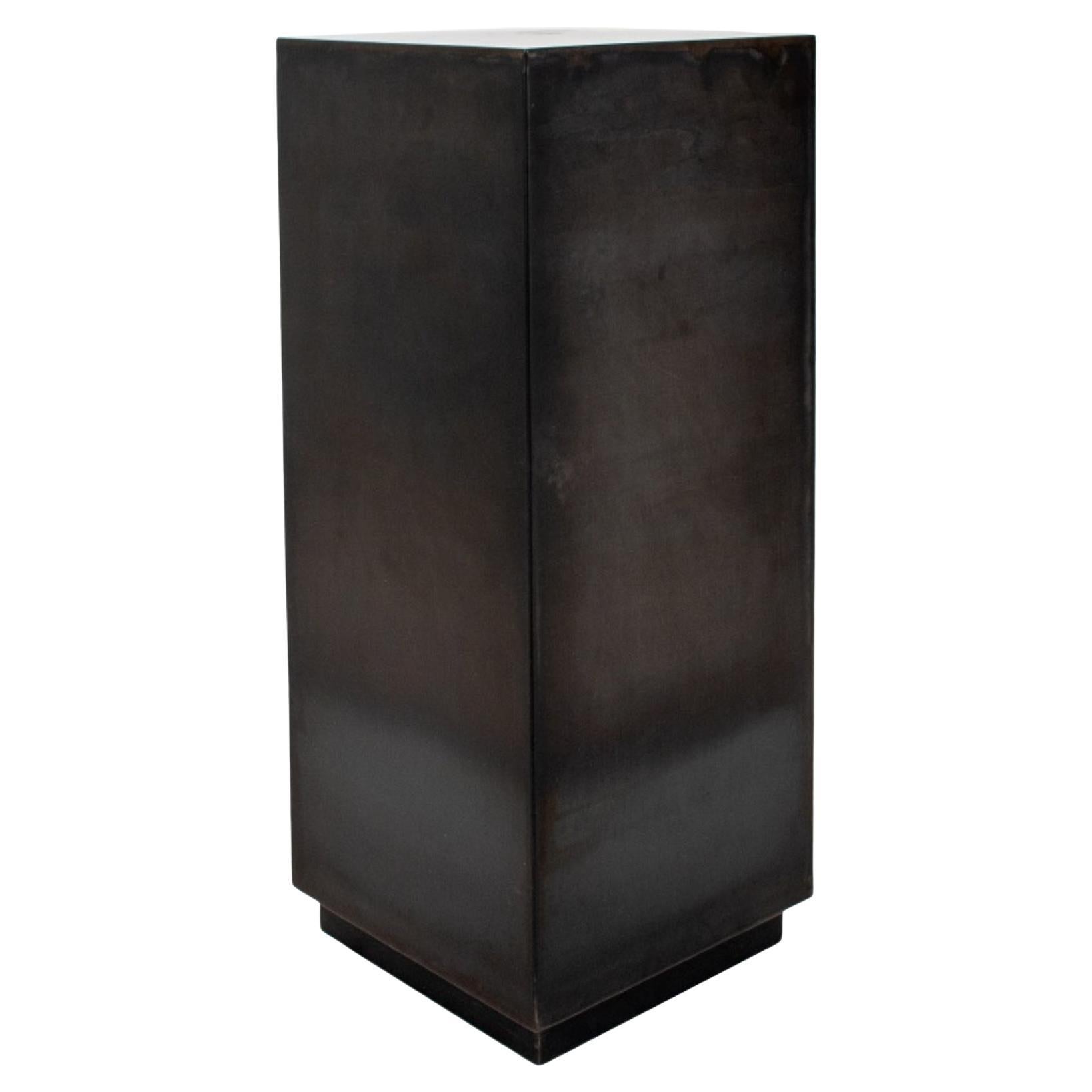Industrialist Patinated Metal Pedestal Stand For Sale at 1stDibs