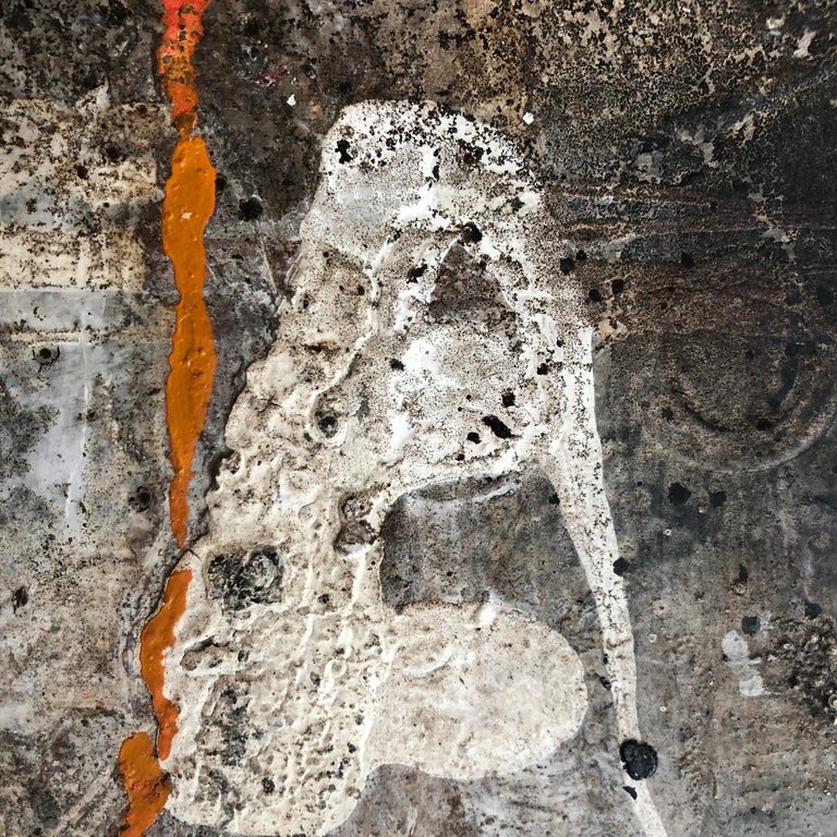 Ines Hildur German Artist Painter "Orange Shape" Mixed-Media on Wood ...