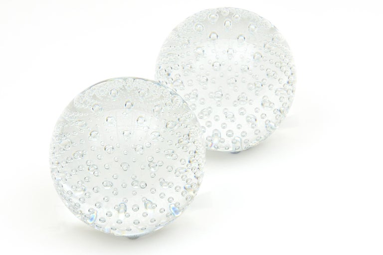Infinity Bullecante Glass Bubble Balls or Bookends Pair of Labeled For ...