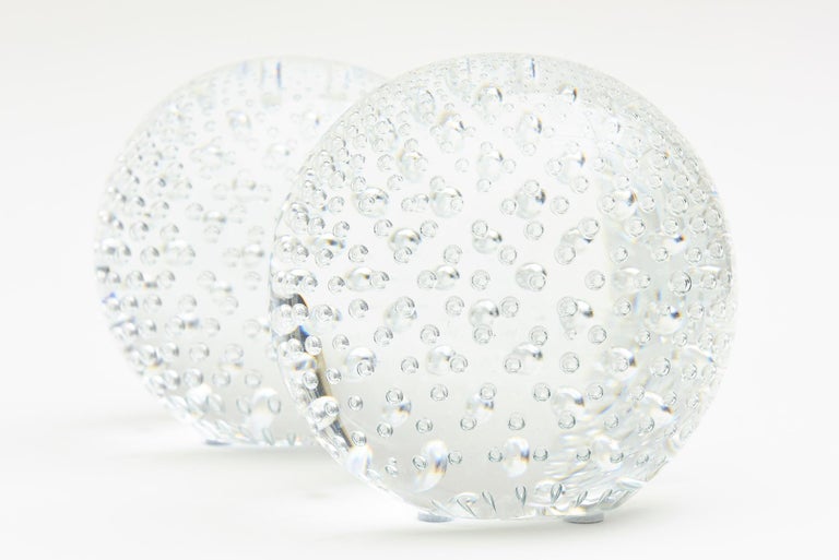 Infinity Bullecante Glass Bubble Balls or Bookends Pair of Labeled For ...