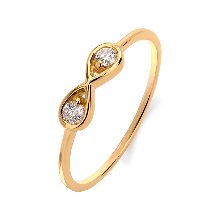 Infinity Diamond Ring in 18K Yellow Gold For Sale at 1stDibs