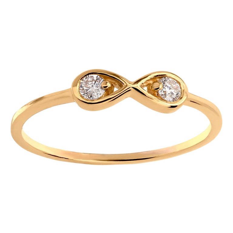Infinity Diamond Ring in 18K Yellow Gold For Sale at 1stDibs