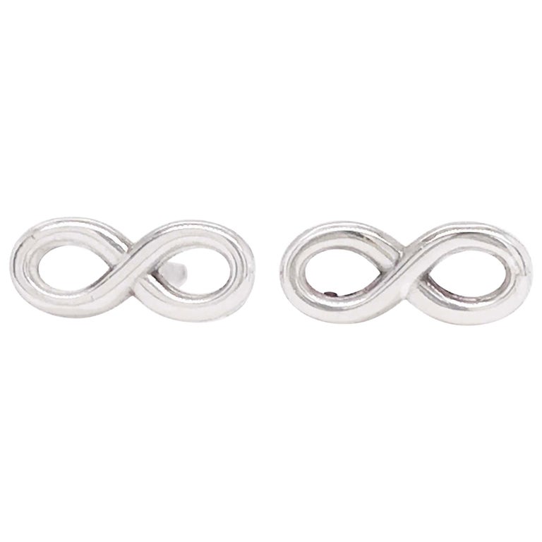 Infinity Earring Studs in 14 Karat Gold, White Gold Figure 8 Infinity ...